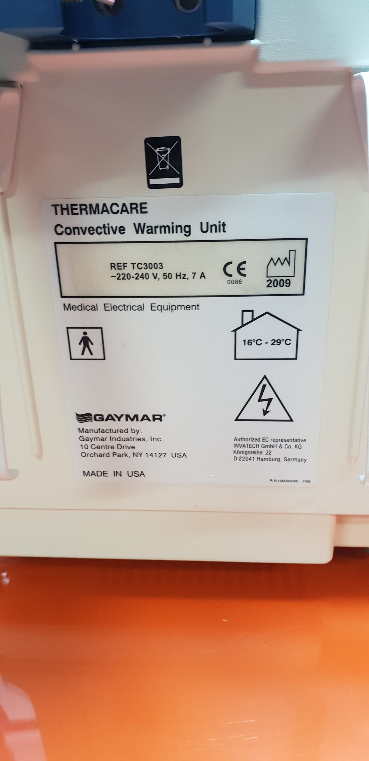 Gaymar Thermacare Convective Warming System // Wärmegerät – MTC Hamburg ...