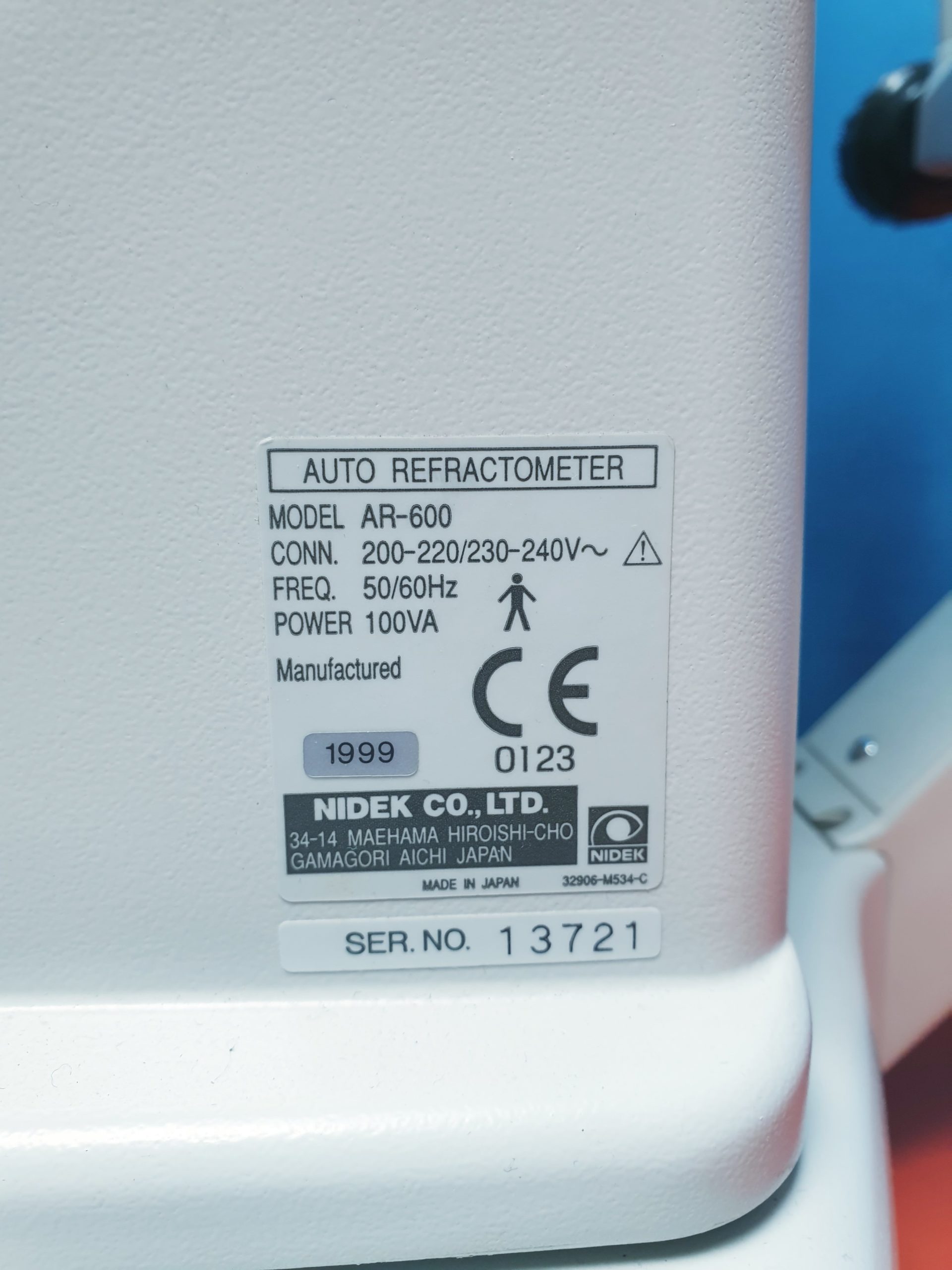 Nidek AR 600 // AR-600 Autorefraktometer // Autorefraktometer – MTC ...