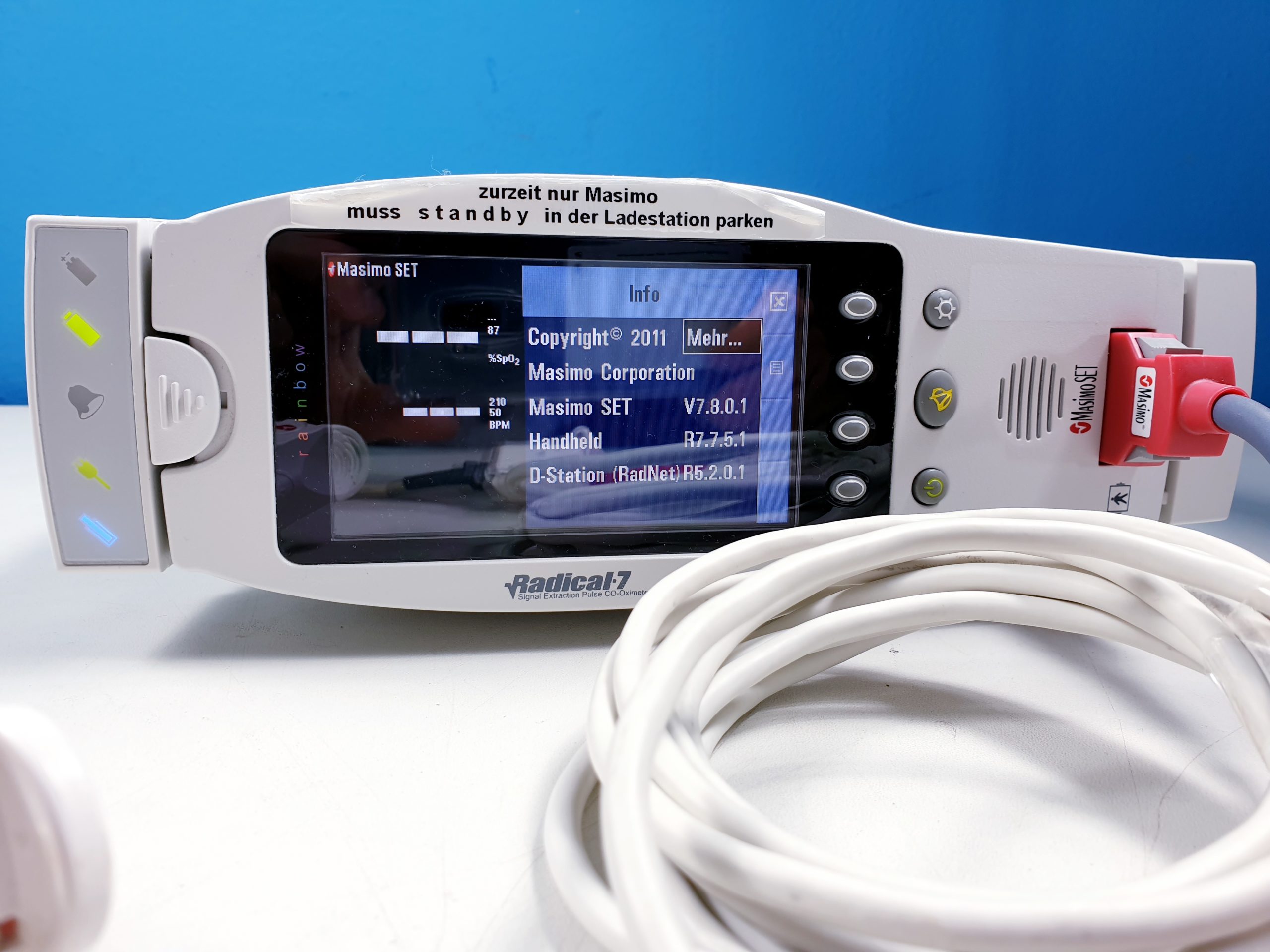 Masimo Radical 7 Rainbow / Radical-7 SpO2 Monitor mit Sensor – MTC ...