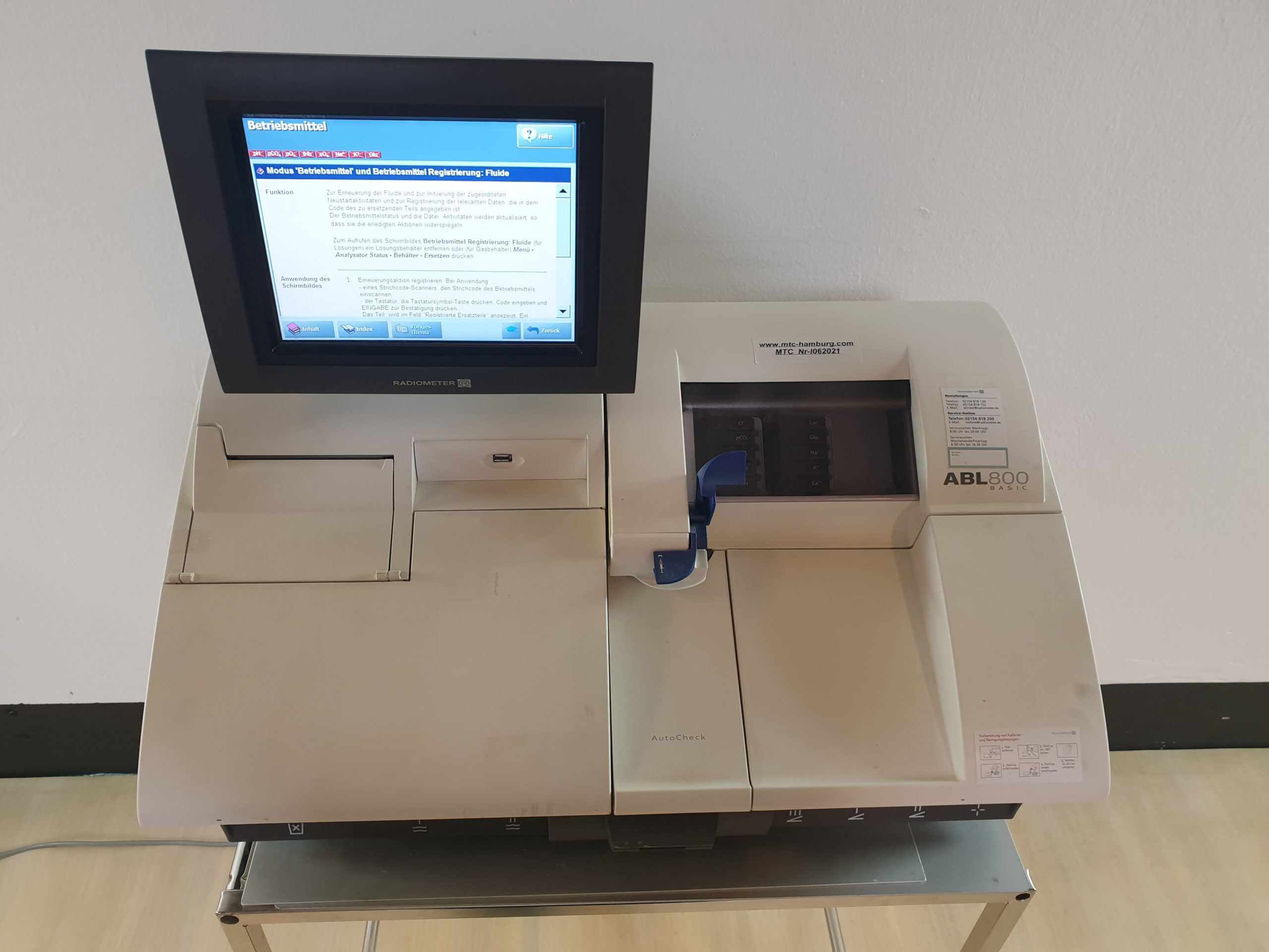 Radiometer ABL 800 // ABL800 BASIC Blutgasanalysegerät – MTC Hamburg ...